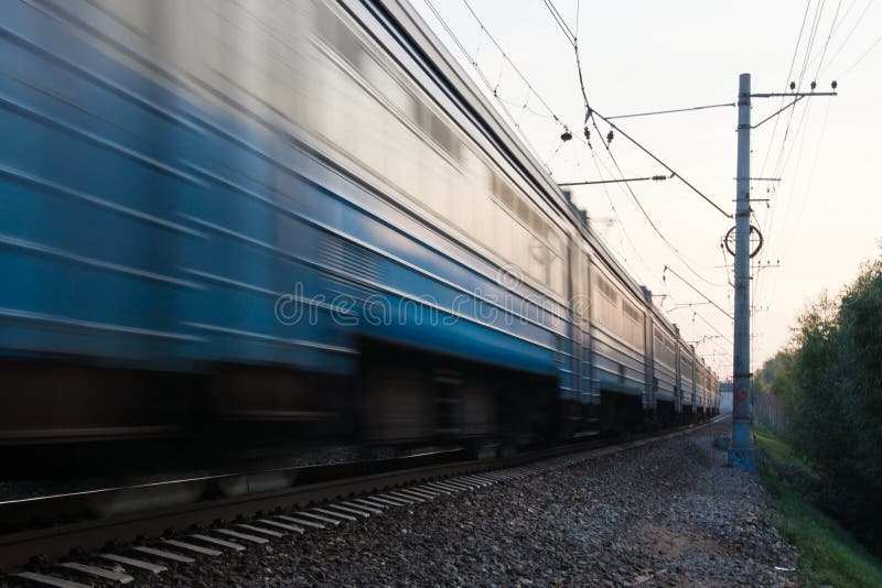 Train on the Move in the City during the Day Stock Image - Image of ...