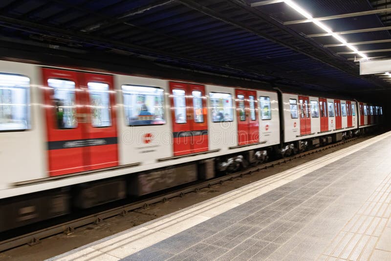 Train in Movement Arriving at the Station Editorial Stock Photo - Image ...