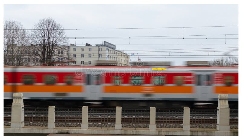 The Train Moves in the City Side View Blur Stock Image - Image of ...