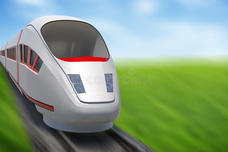 Train Moving Forward on Rail-tracks, Side View Stock Image - Image of ...