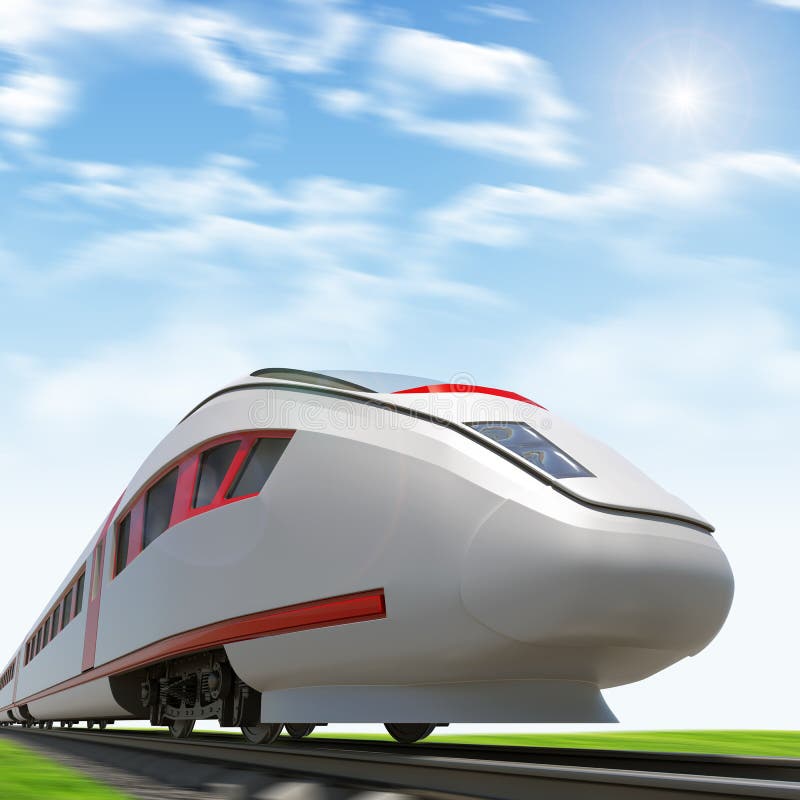 Train Moving Forward on Rail-tracks, Side View Stock Image - Image of ...