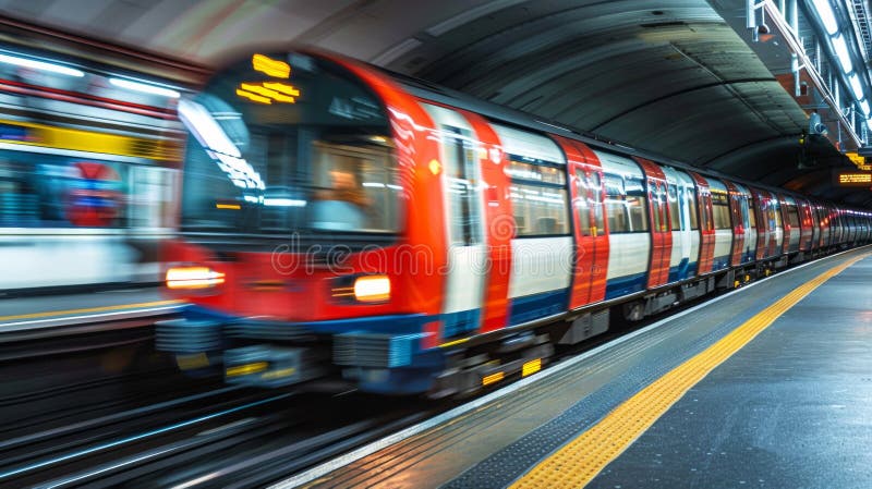 A Train is Moving through a Station with People on the Platform, AI ...
