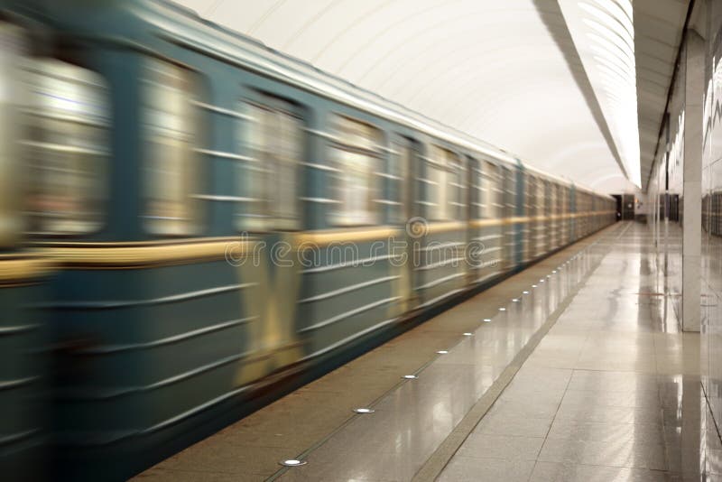 Train Moving at Subway Station Stock Image - Image of train, speed ...