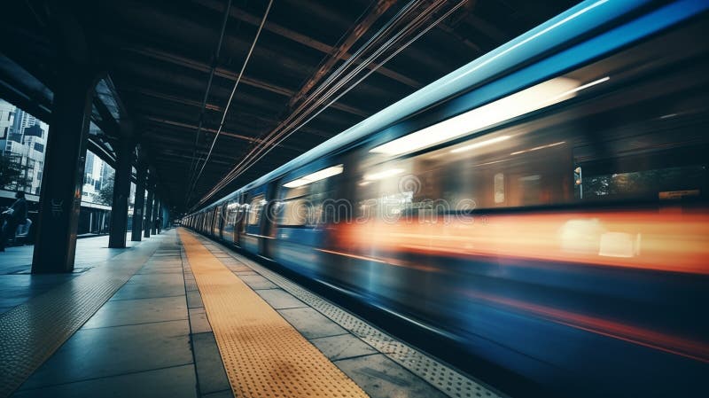 Train Moving at Subway Station Stock Image - Image of travel, view ...