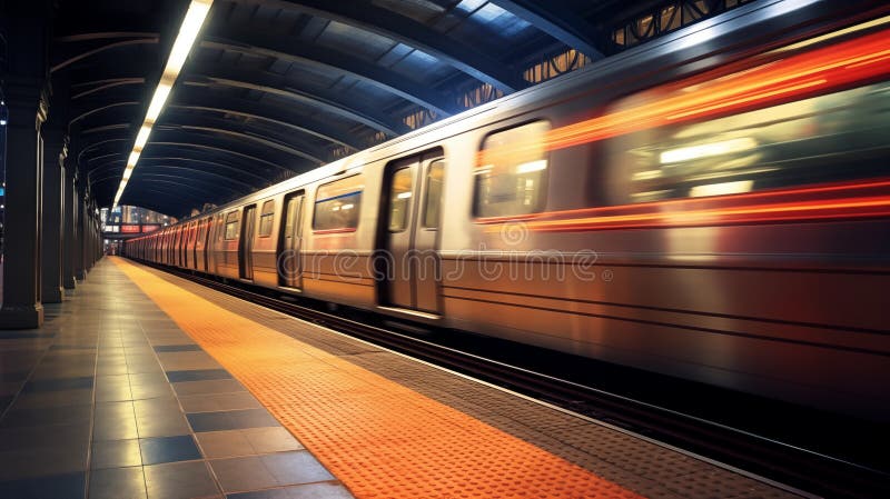 Train Moving at Subway Station Stock Photo - Image of subway, travel ...