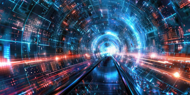 A Train Moving through a Tunnel with Colorful Lights. Suitable for ...