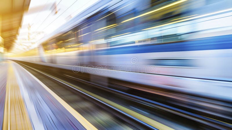 A Train is Moving Very Fast and the Image is Blurry Stock Illustration ...