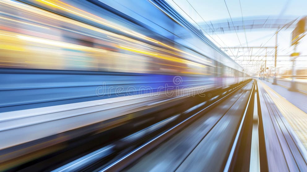 A Train is Moving Very Fast and the Image is Blurry Stock Illustration ...