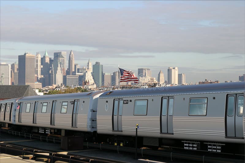 Train MTA stock photo. Image of york, chrome, shinny, cloudy - 7997706