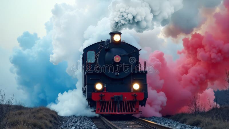 A Train with Multi-colored Smoke in the Colors of the Russian Flag ...