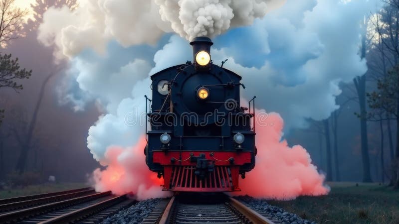 A Train with Multi-colored Smoke in the Colors of the Russian Flag ...