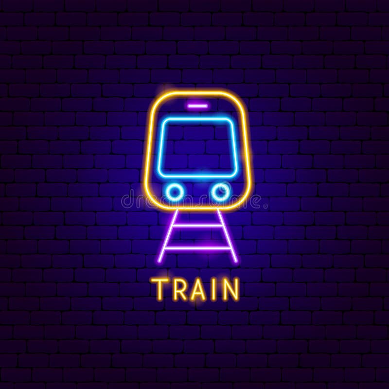 Train Neon Label stock vector. Illustration of monorail - 190327235