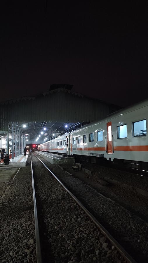 Train Night Passing by Lights Editorial Photography - Image of train ...