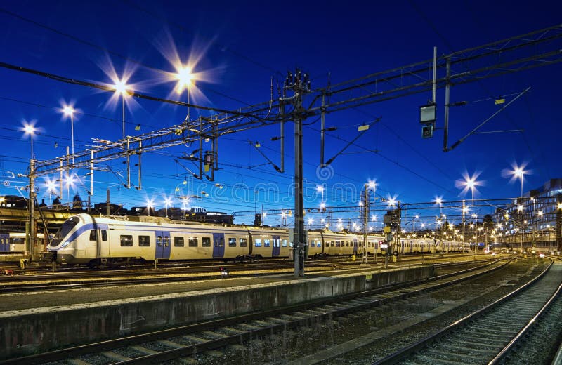 Train at night. stock image. Image of night, station - 34163703