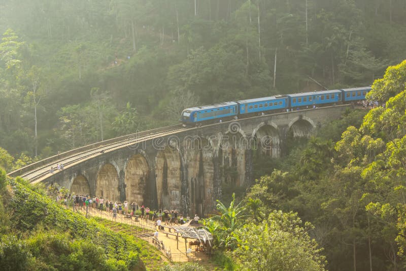 Train on the Nine Arch Bridge in Sri Lanka Stock Photo - Image of view ...