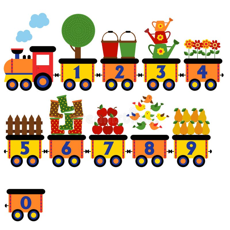 Train with Number of Garden Elements Stock Vector - Illustration of ...