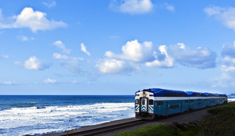 Train on the Ocean Cliff, California Stock Photo - Image of ...