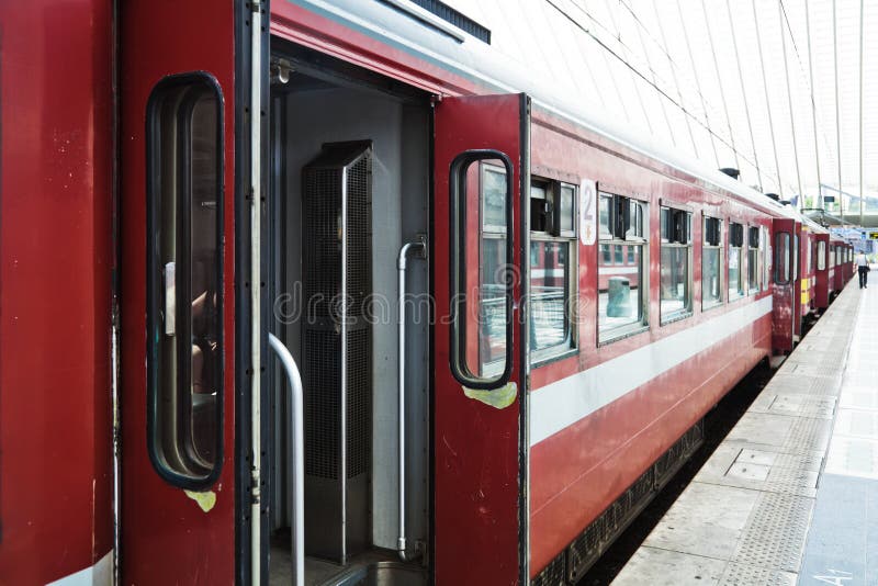 Train with open doors stock photo. Image of compartment - 31744078