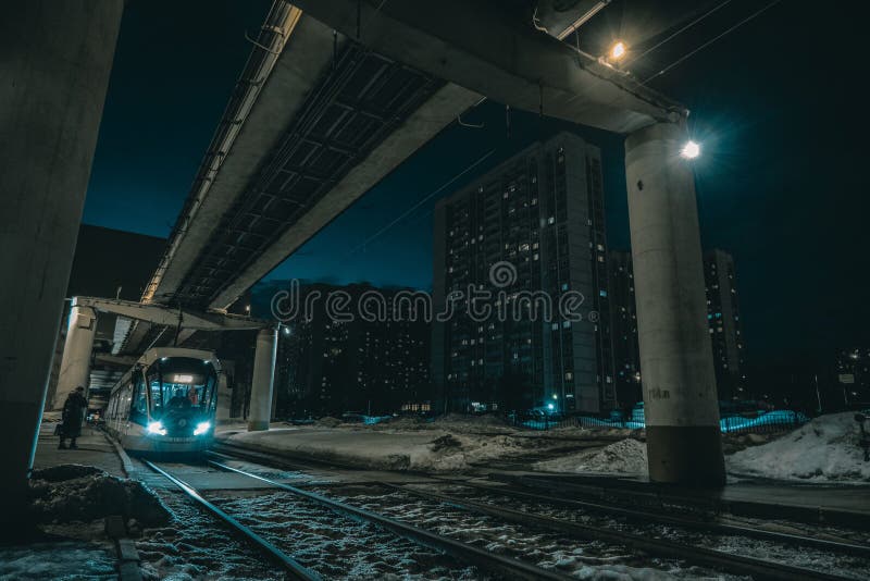 Train Operating during Nighttime Stock Image - Image of train, york ...