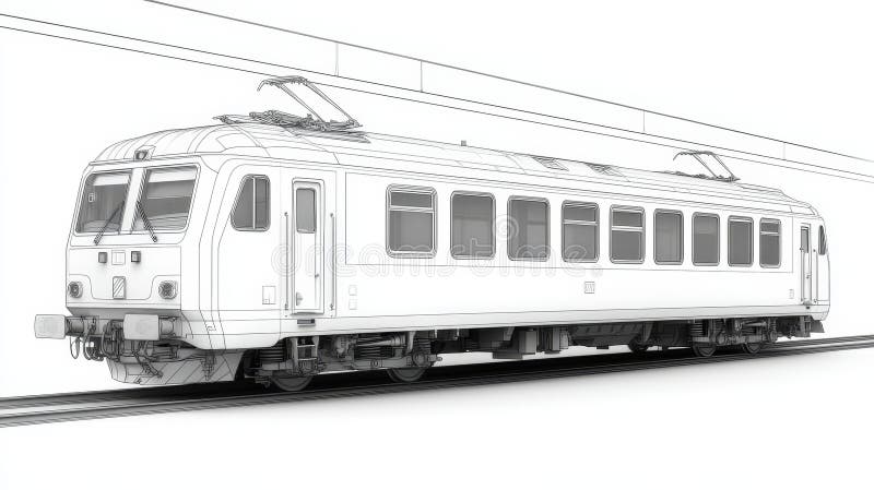 Train Outline, Vector Illustration in Black and White for Coloring ...
