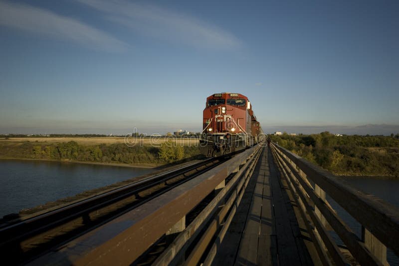Train over Bridge stock image. Image of traveling, wood - 49077945