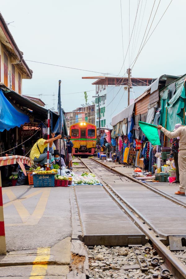 A Train Parked Inside a Train Station. Front View of Train. Editorial ...