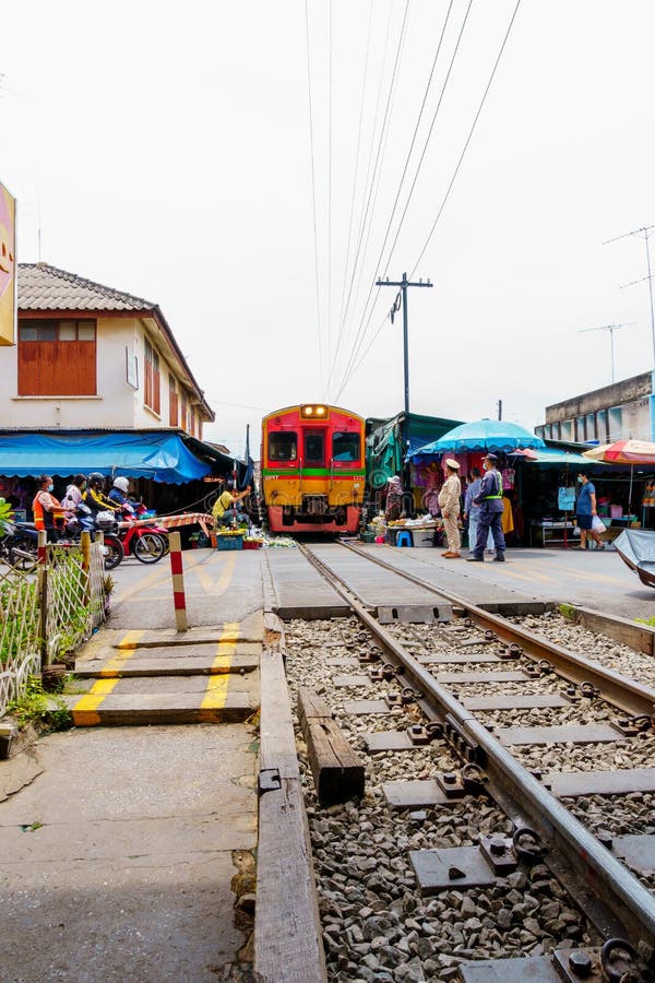 A Train Parked Inside a Train Station. Front View of Train. Editorial ...