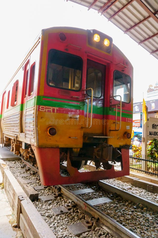 A Train Parked Inside a Train Station. Front View of Train. Editorial ...