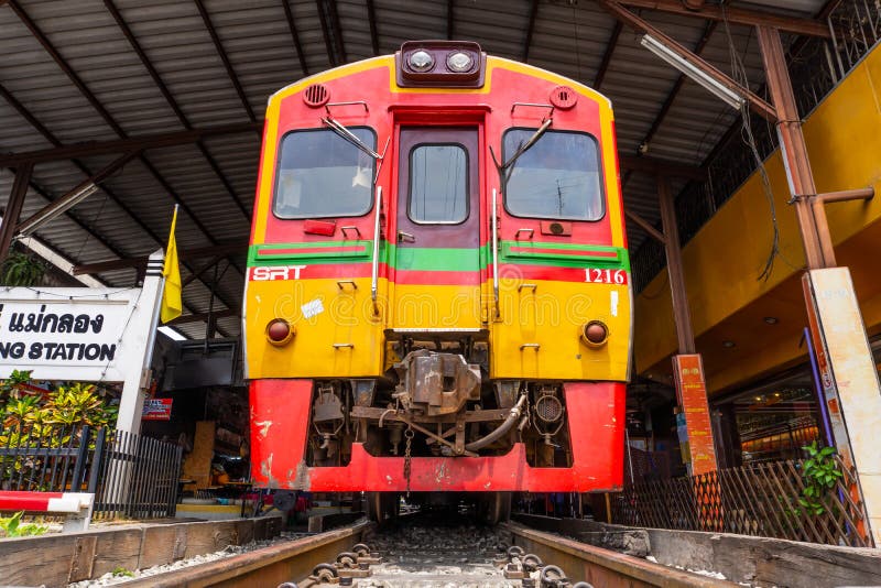 A Train Parked Inside a Train Station. Front View of Train. Editorial ...