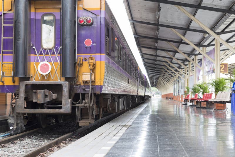 Train Parking on Railroad at Train Station Stock Image - Image of ...