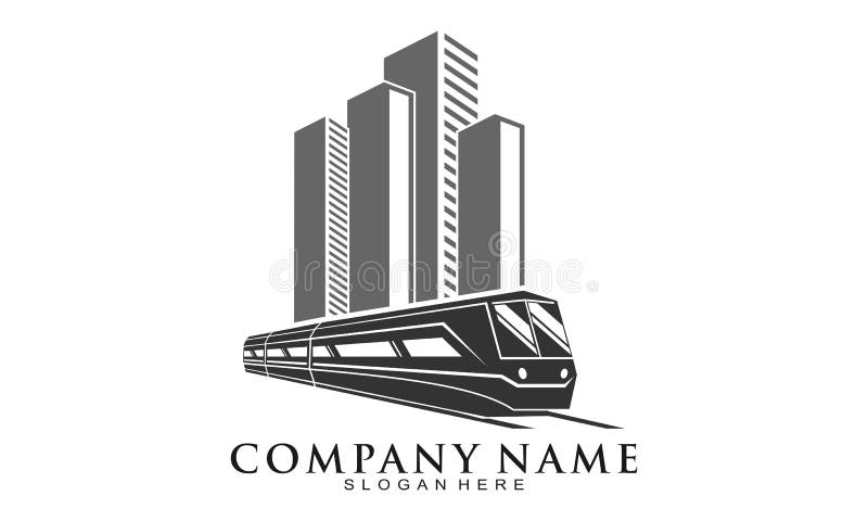 Train Passes through the City Building Vector Logo Stock Vector ...