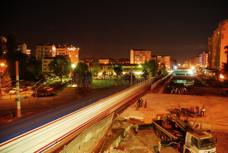Train Passes through Construction Zone Stock Image - Image of hard ...