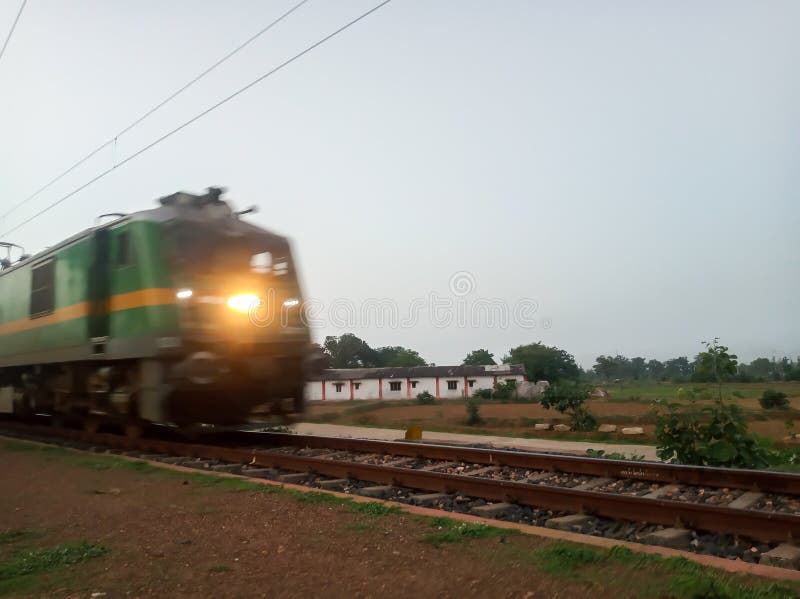 Train Passes To the Relway Track. Stock Image - Image of railway, tree ...