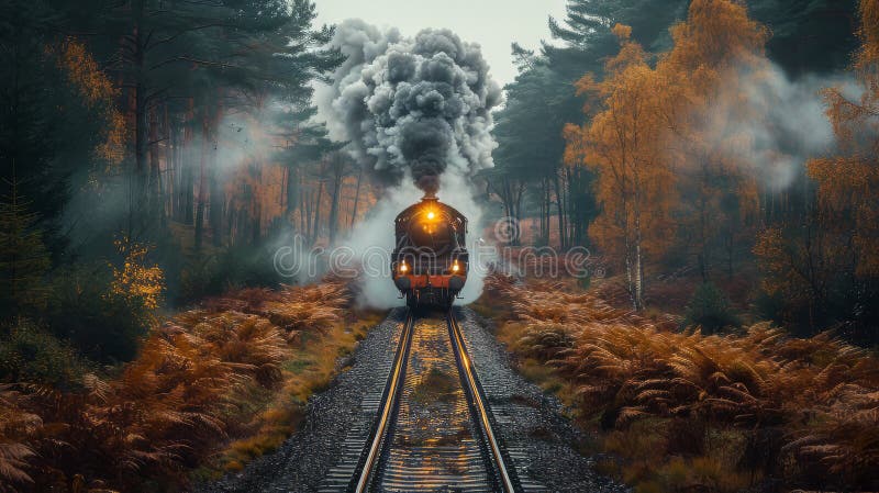 Train Passing through Dense Forest Stock Photo - Image of environment ...