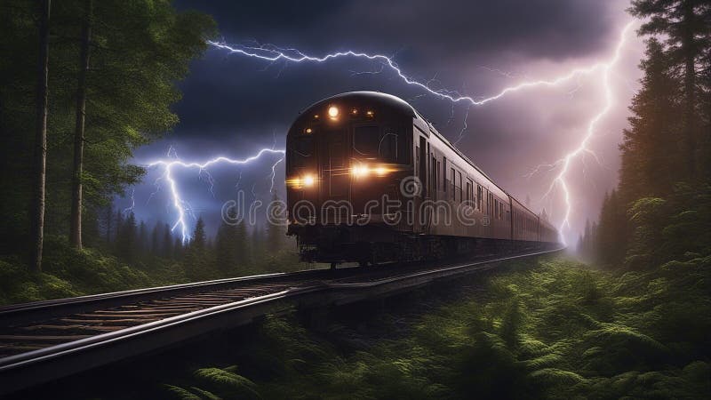 Train Passing through the Fog a Train Trailing through Forest in the ...