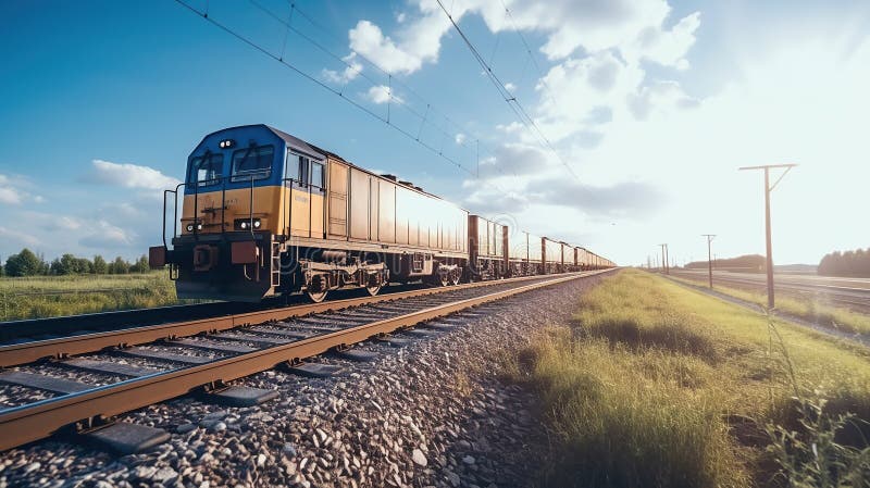 Train Passing by in Front of the Railroad Tracks. Generative Ai Stock ...