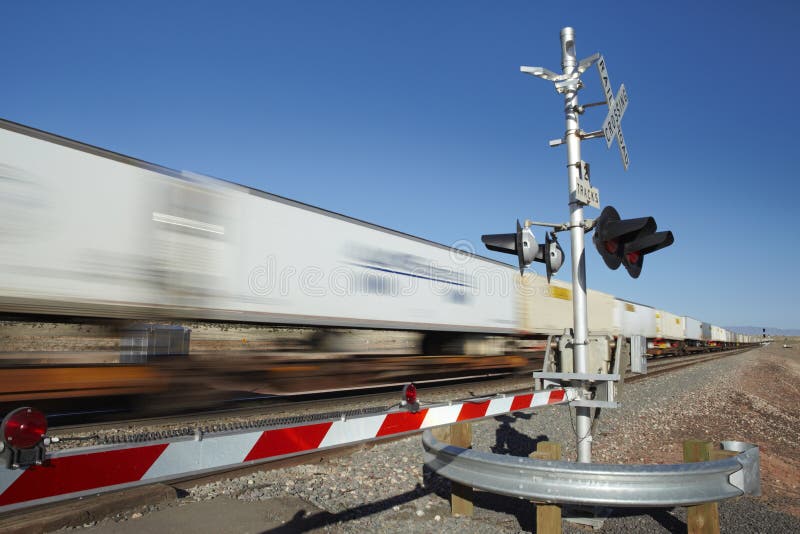 Train Passing Level Crossing Motion Blur Stock Photo - Image of journey ...