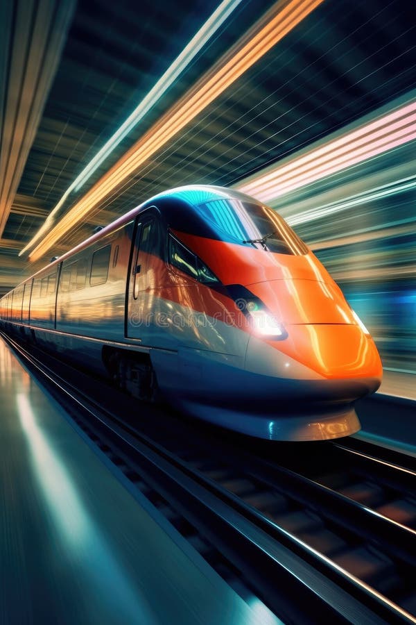 Train Passing by with Long Exposure Trails of Light and Dynamic ...
