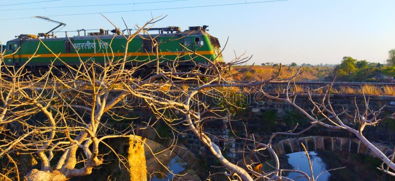 Train Passing Over Old Bridge. Stock Image - Image of bridge, forest ...