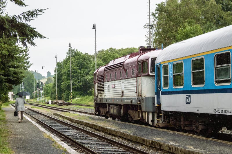 Train Passing Parallel To a Man Walking on a Platform Editorial Image ...