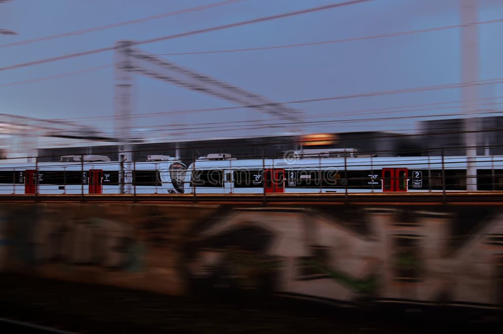 Train Passing through the Station Stock Photo - Image of public, mode ...