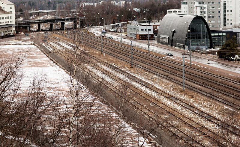 Train path, landscape. stock photo. Image of bright, rails - 67658972