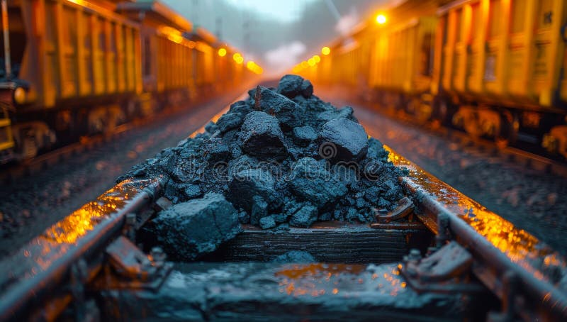 A Train with a Pile of Coal on it Stock Image - Image of material ...
