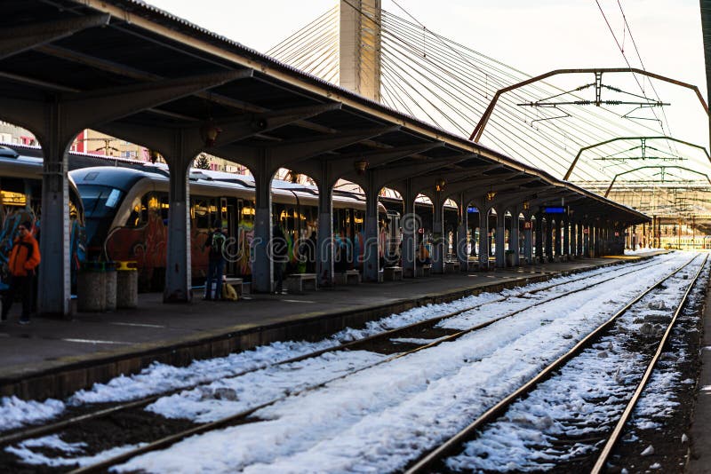 Train Platform at Bucharest North Railway Station Gara De Nord in ...
