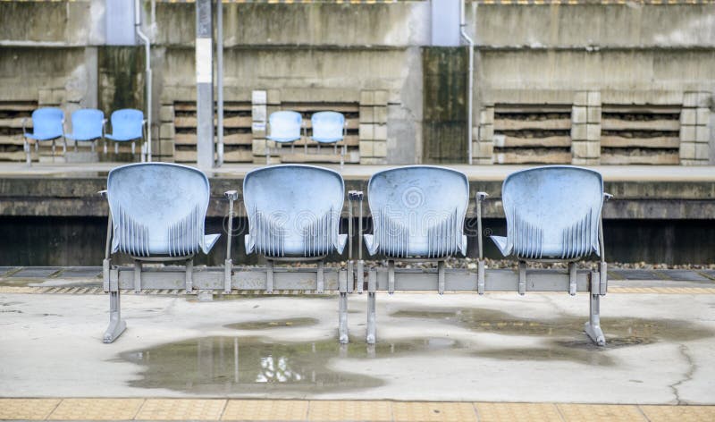 Train platform with chairs stock image. Image of business - 134601505