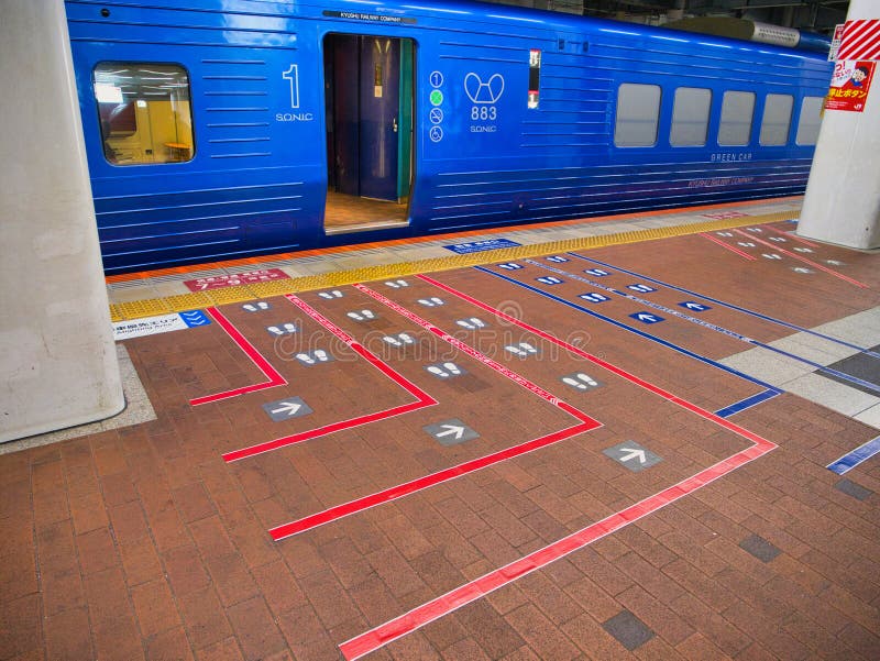 Train Platform Markings on Kyushu, Japan Editorial Image - Image of ...