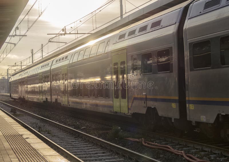 Train on Platform at the Railway Station Stock Image - Image of ...