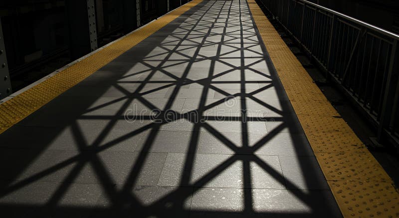 Train Platform Shadows Create Geometric Pattern on Surface for Urban ...
