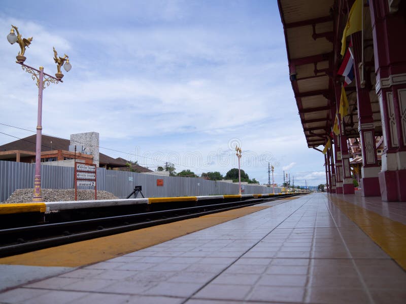 Train Platform Stretches Along the Tracks Stock Photo - Image of ...