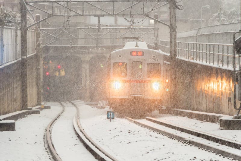 Train Plowing through Snow Storm Editorial Image - Image of snowfall ...